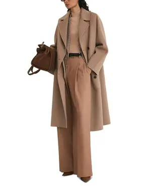 REISS Petites Marina Wool Blend Double Breasted Coat - Camel
