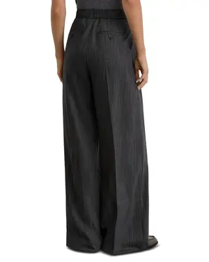 REISS Petites Derby Pleated Wide Leg Pants