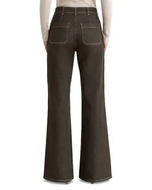 REISS Petite Sakura Cotton Stretch Flare Leg Pants