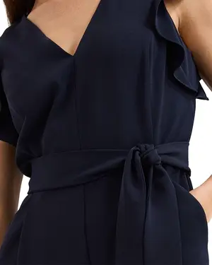 PHASE EIGHT Petite Kallie V Neck Ruffled Jumpsuit