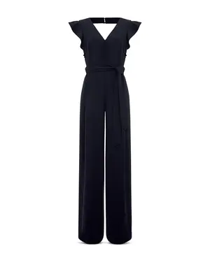 PHASE EIGHT Petite Kallie V Neck Ruffled Jumpsuit