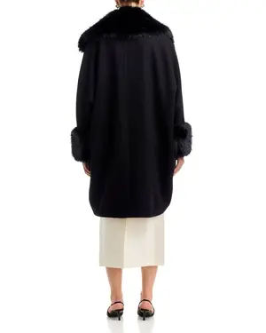 Herno Faux Fur Collar Wool-blend Velour Coat