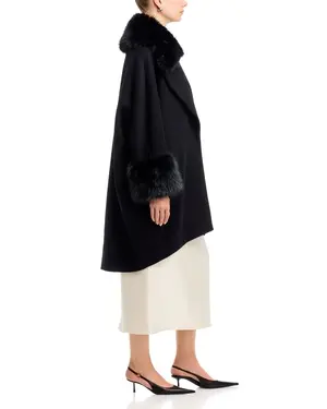 Herno Faux Fur Collar Wool-blend Velour Coat