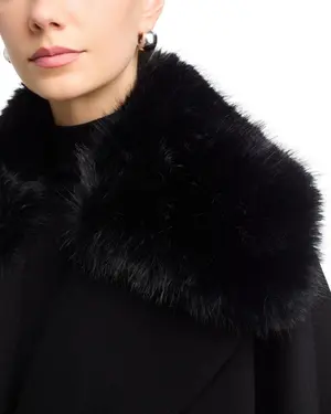 Herno Faux Fur Collar Wool-blend Velour Coat