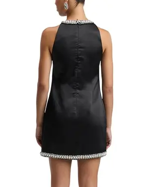 Avec Les Filles Jewel Embellished Halter Mini Dress