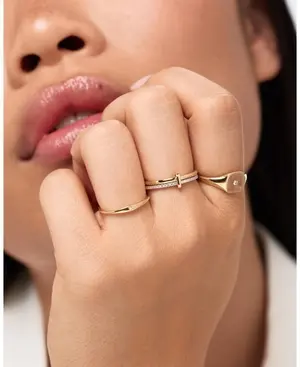 ANA LUISA Solid Yellow Gold Duo Diamond Link Ring