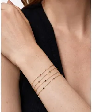 ANA LUISA Solid Yellow Gold Birthstone Bracelet - Emerald