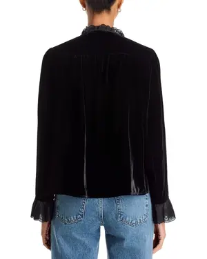 Johnny Was Margeorie Velvet Lace Trim Blouse