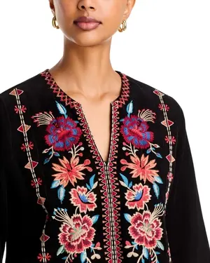 Johnny Was Nadia Embroidered Cotton Swing Dress