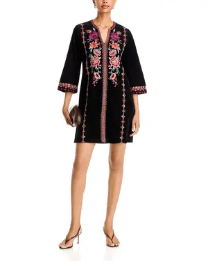 Johnny Was Nadia Embroidered Cotton Swing Dress