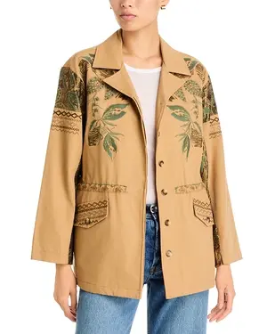 JOHNNY WAS Oozie Cotton Embroidered Utility Jacket