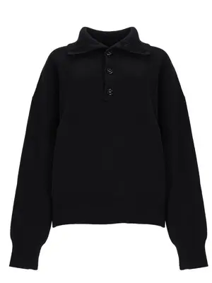 AMI Paris Maglia In Lana Con Bottoni - Black
