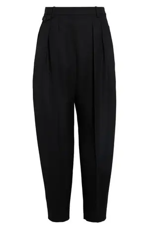 Khaite Dugan Pleated Virgin Wool Tapered Leg Pants - Black