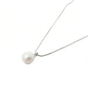 SOPHELIA Minimalist Dainty Natural Pearl Sterling Necklace - Silver