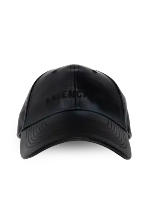 Balenciaga Leather Baseball Cap - Black