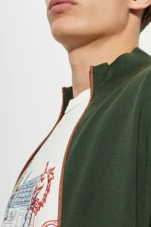 Paul Smith Merino Wool Cardigan With Stand Collar