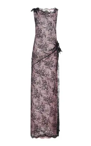 WIEDERHOEFT Sleeveless Chantilly Lace Maxi Dress