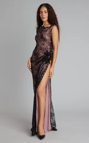 WIEDERHOEFT Sleeveless Chantilly Lace Maxi Dress