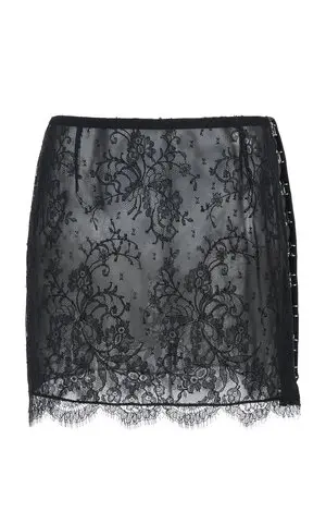 WIEDERHOEFT Hook & Eye Chantilly Lace Mini Skirt