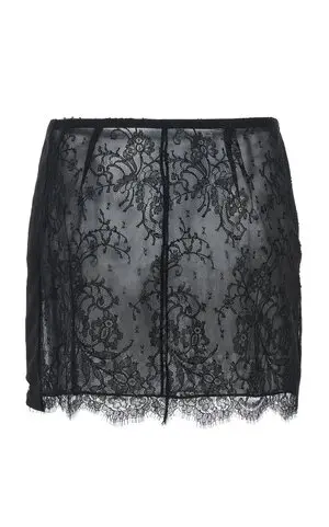 WIEDERHOEFT Hook & Eye Chantilly Lace Mini Skirt