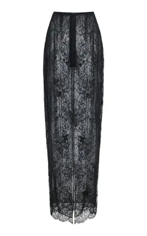 WIEDERHOEFT Embroidered Chantilly Lace Maxi Skirt