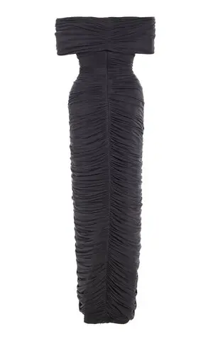 WIEDERHOEFT Draped Sueded Jersey Gown