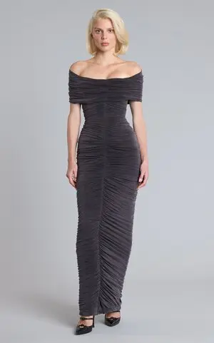 WIEDERHOEFT Draped Sueded Jersey Gown
