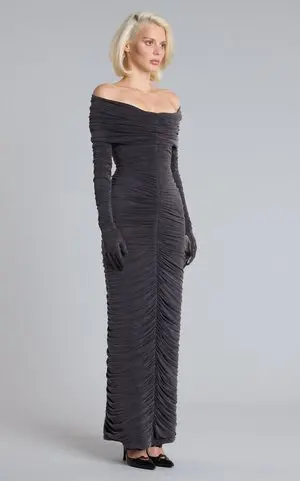 WIEDERHOEFT Draped Sueded Jersey Gown