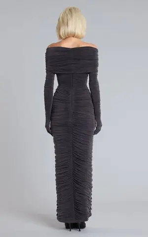 WIEDERHOEFT Draped Sueded Jersey Gown