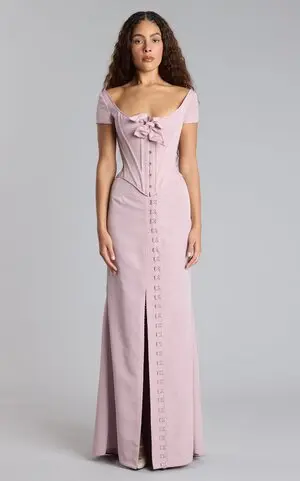 WIEDERHOEFT Flared Bengaline Maxi Skirt
