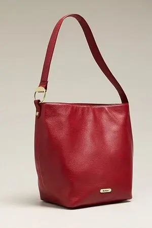 Barbour Cedar Large Leather Bucket Bag - Red