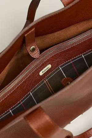 Barbour Alder Large Leather Tote Bag - Brown