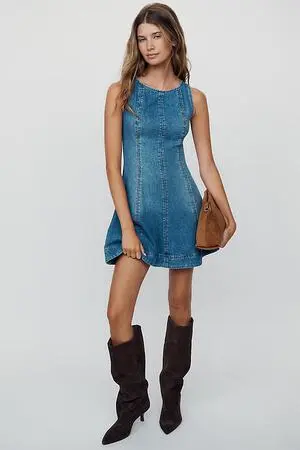 REFORMATION Kehlani Denim Mi Dress - Medium Denim