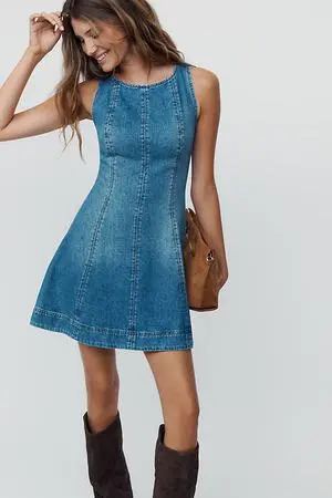REFORMATION Kehlani Denim Mi Dress - Medium Denim