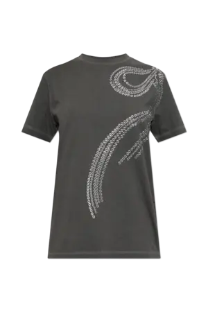Blumarine Cotton T-shirt With Appliqués - Grey