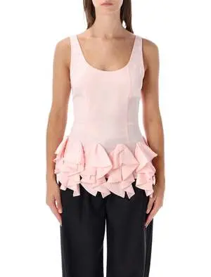 OPERASPORT Ruffled Peplum Sleeveless Top - Rosa