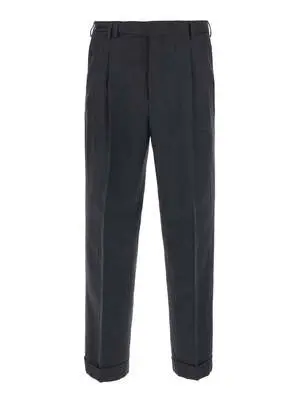 PT TORINO Tailored Straight-leg Dress Pants With Front Pleats And Belt Loops - Grey
