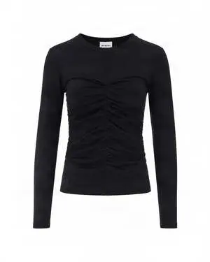 MARANT ETOILE Ruched Fitted Long Sleeve Top - Black