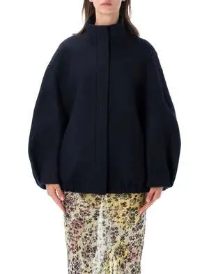 Dries Van Noten Oversized Wool Blend High-neck Coat - Blu
