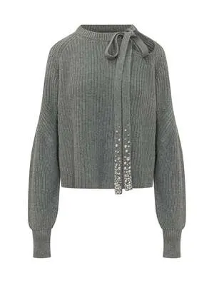 DES_PHEMMES Crop Pullover Knit Sweater