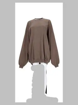 Rick Owens Cotton Girocollo Sweatshirt With Tower Hun Detail - Brown