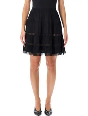 Gimaguas Tiered Lace-trim Mini Skirt - Nero