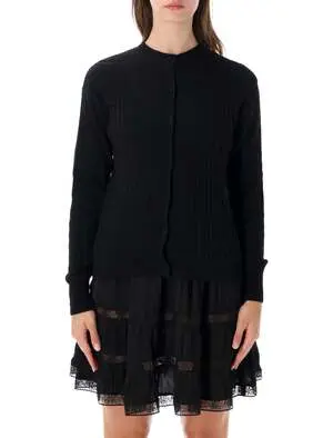 Gimaguas Button-front Knit Dress With Tiered Lace Hem - Nero