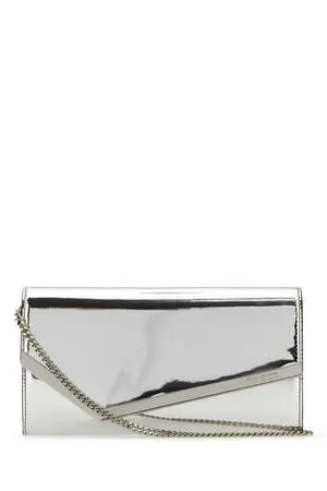 JIMMY CHOO Emmie Mini Synthetic Leather Clutch Bag - Silver
