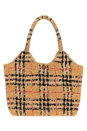 Burberry Embroidered Raffia Mini Margrate Shopping Handbag