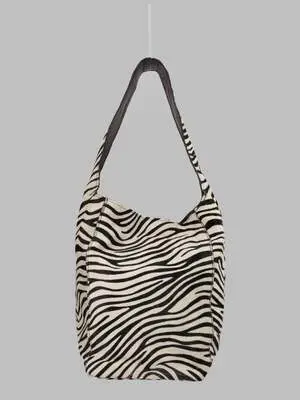 ALYSI Animal-print Mini Leather & Cotton Shoulder Bag