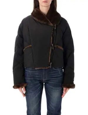URBANCODE Cropped Puffer Jacket With Faux Fur Trim