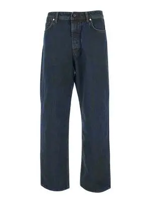 Stone Island Loose-fit Denim Jeans With Side Pockets And Signature Patch - Blu