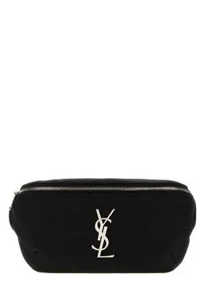 Saint Laurent Black Canvas Cassandre Mini Belt Handbag
