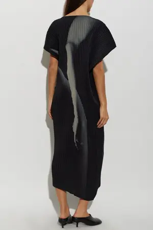 Issey Miyake Pleated Printed Dress